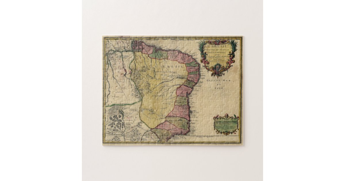 Vintage Map of Brazil (1719) Jigsaw Puzzle | Zazzle