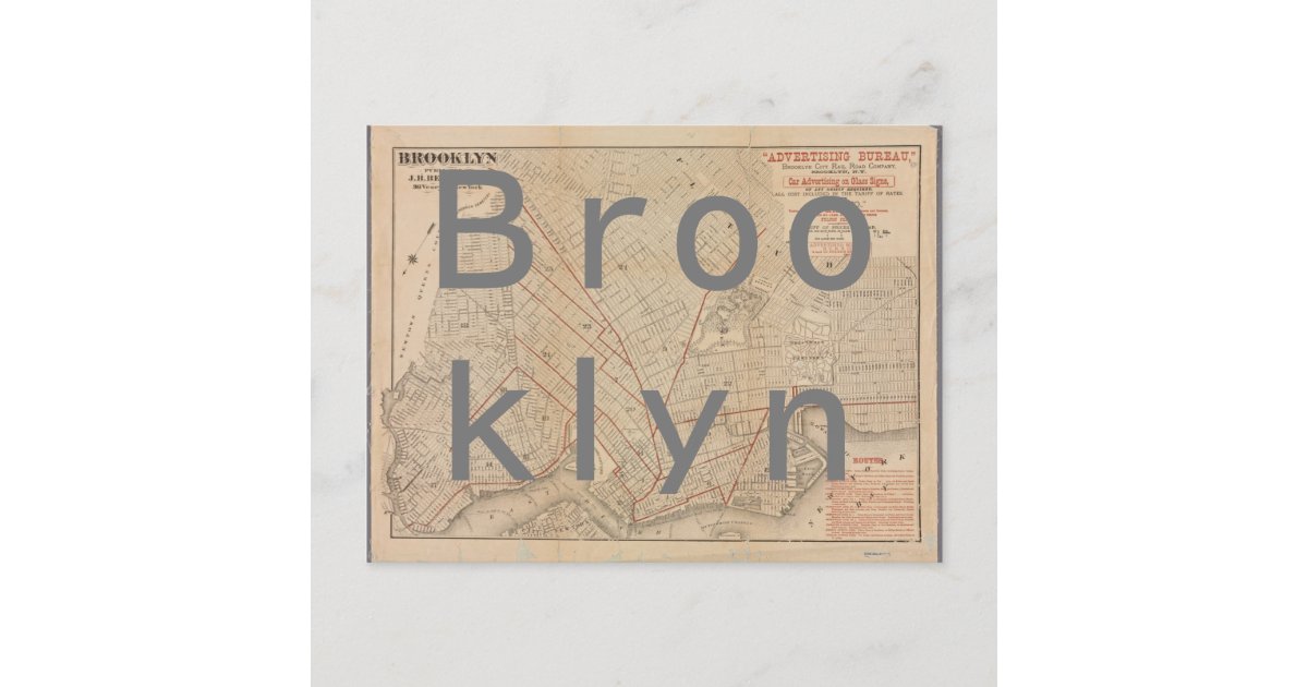 Vintage Map of Brooklyn Postcard | Zazzle