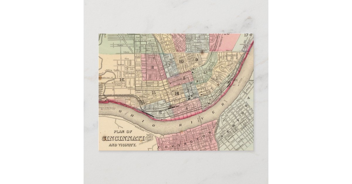 Vintage Map of Cincinnati (1780) Postcard | Zazzle
