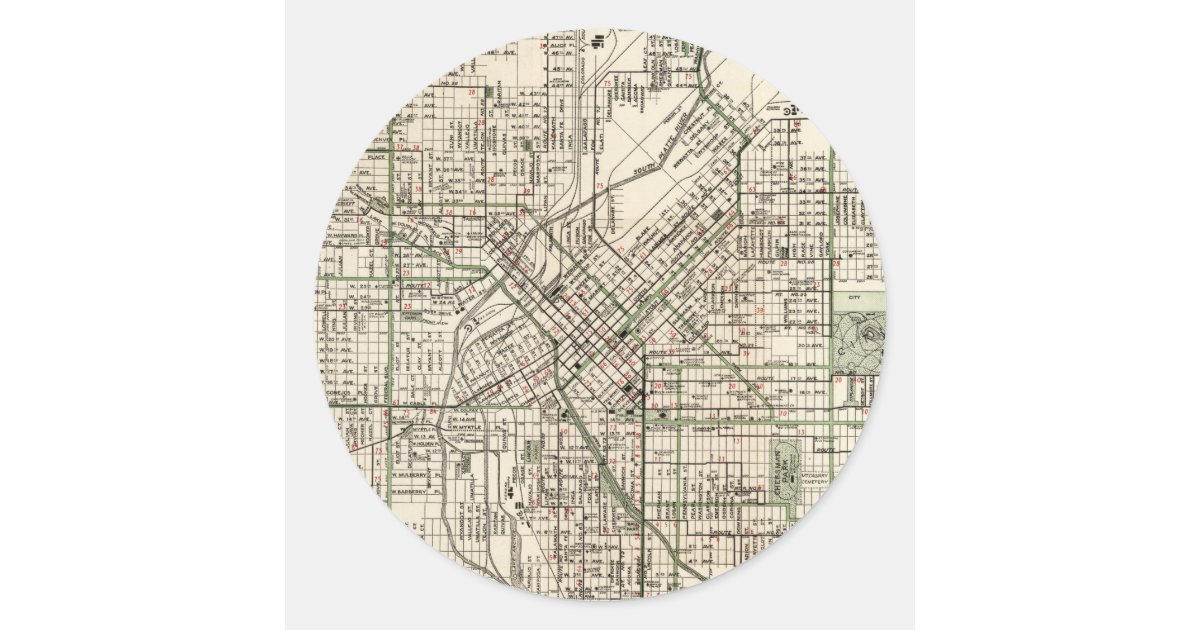 Vintage Map of Denver Colorado (1920) Classic Round Sticker | Zazzle