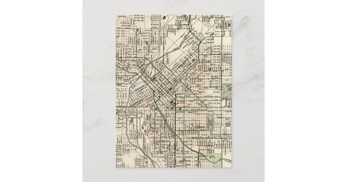 Vintage Map of Denver Colorado (1920) Postcard | Zazzle