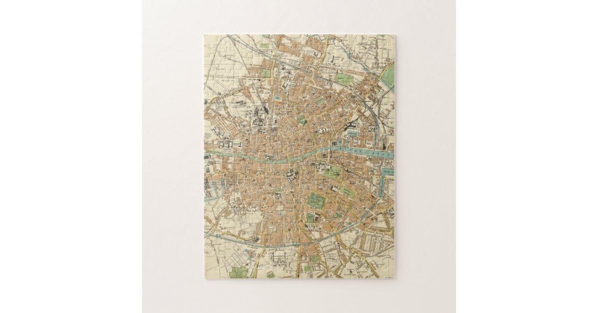Vintage Map of Dublin Ireland (1914) Jigsaw Puzzle | Zazzle