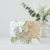 Vintage map of Europe colourful pastels Postcard | Zazzle