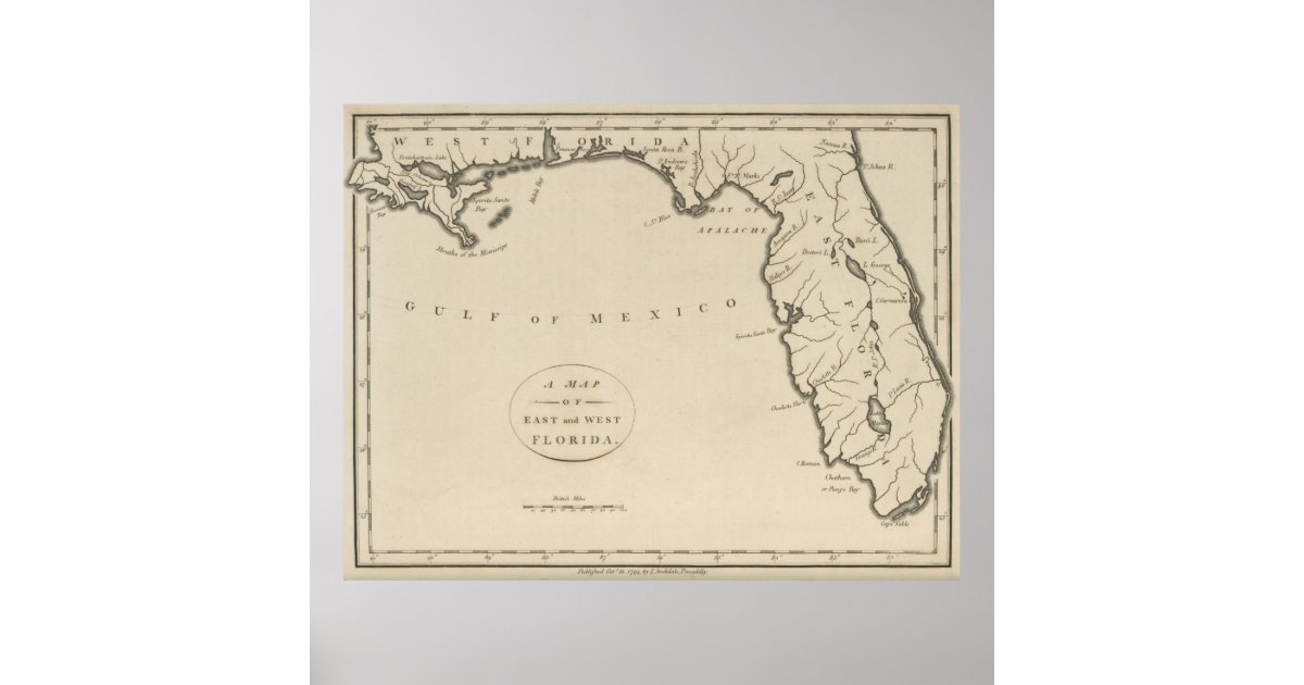 Vintage Map of Florida (1794) Poster | Zazzle