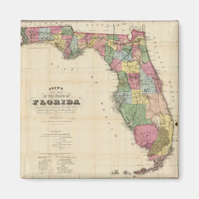 Vintage Map of Florida (1870) Magnet | Zazzle