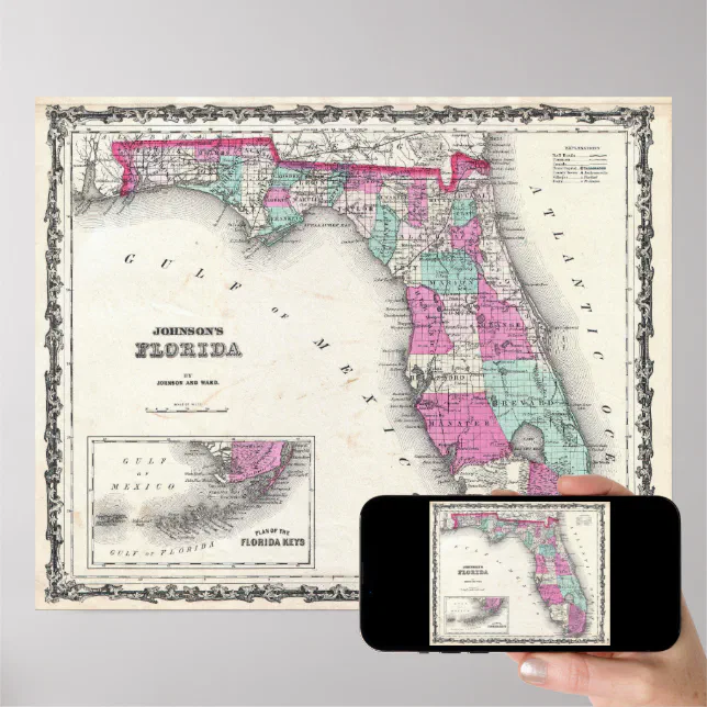 Vintage Map of Florida Poster | Zazzle