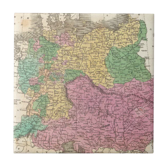 Vintage Map of Germany (1827) Tile | Zazzle
