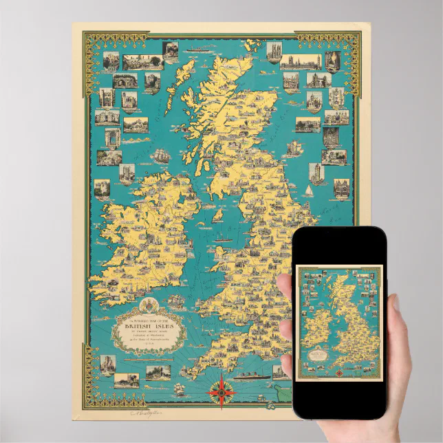 Vintage Map of Great Britain Poster | Zazzle