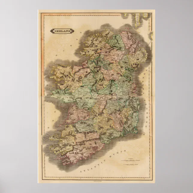 Vintage Map of Ireland (1831) Poster | Zazzle
