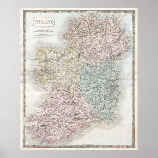 Vintage Map of Ireland (1850) Poster | Zazzle