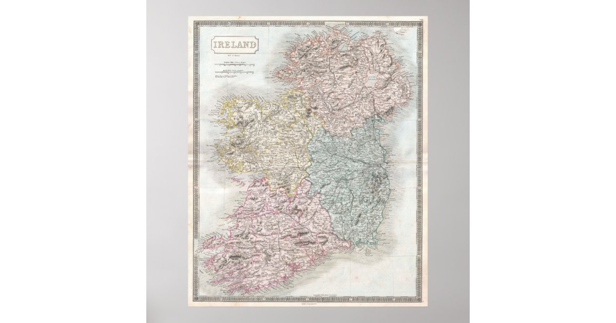 Vintage Map of Ireland Poster | Zazzle