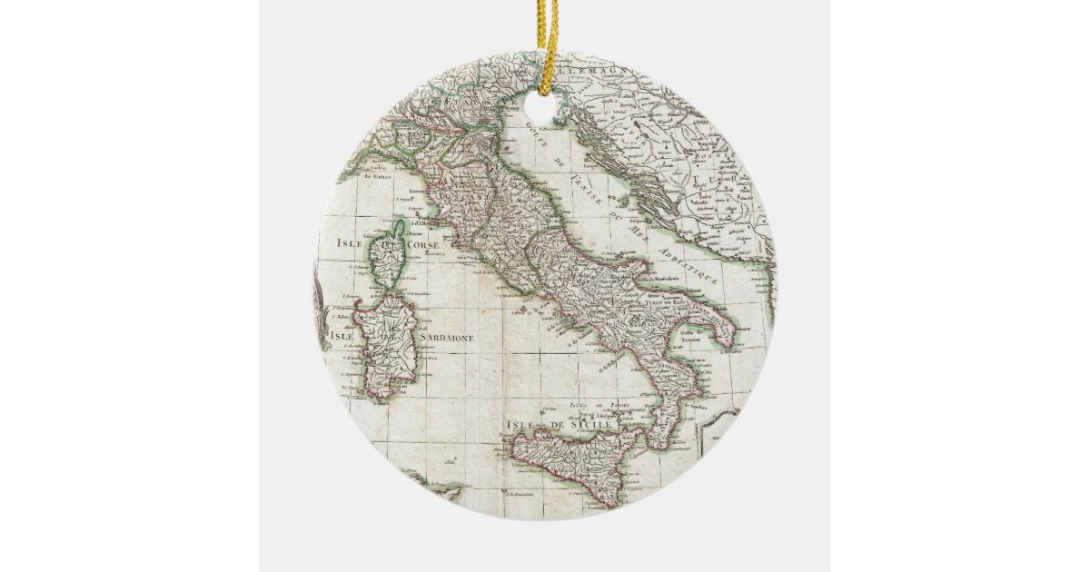 Vintage Map of Italy (1770) Ceramic Tree Decoration | Zazzle