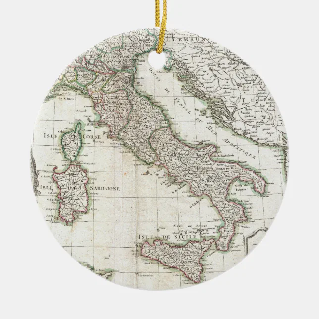 Vintage Map of Italy (1770) Ceramic Tree Decoration | Zazzle