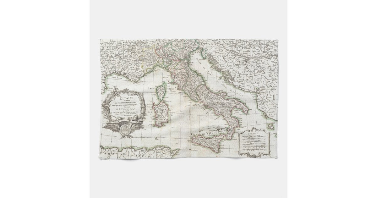 Vintage Map of Italy (1770) Tea Towel | Zazzle