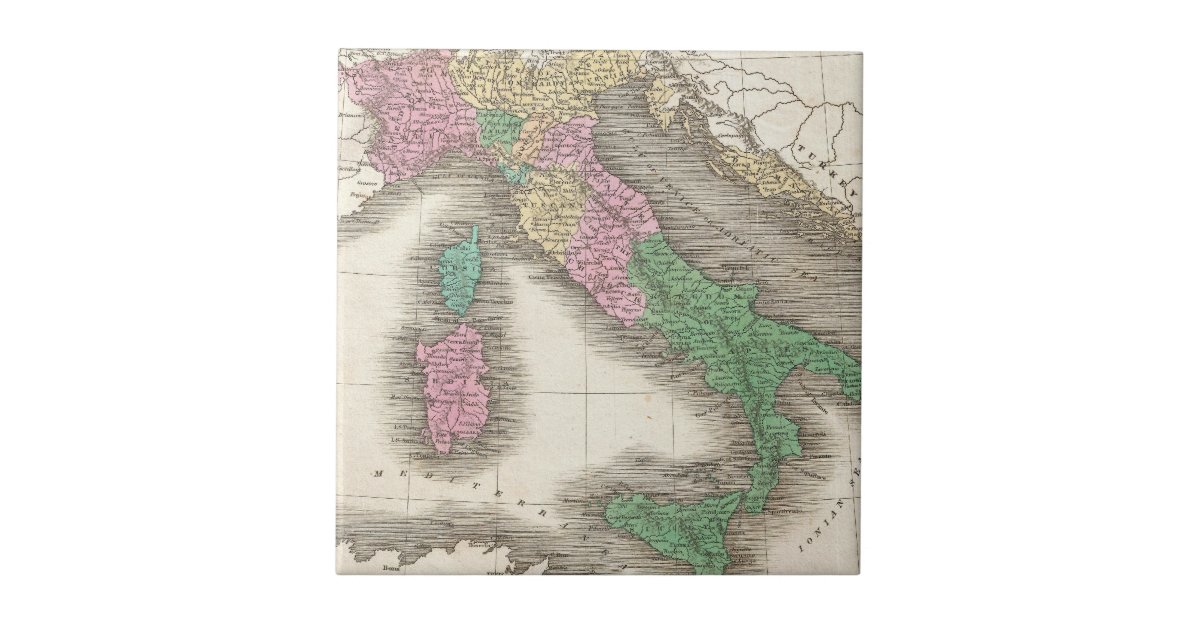 Vintage Map of Italy (1827) Tile | Zazzle