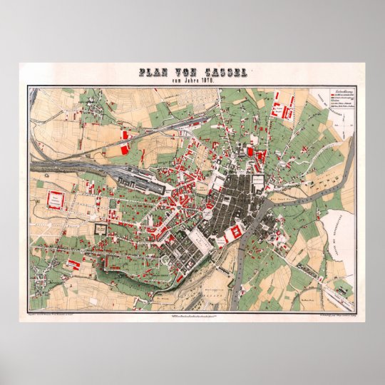 Vintage Map of Kassel Germany (1878) Poster | Zazzle.co.uk