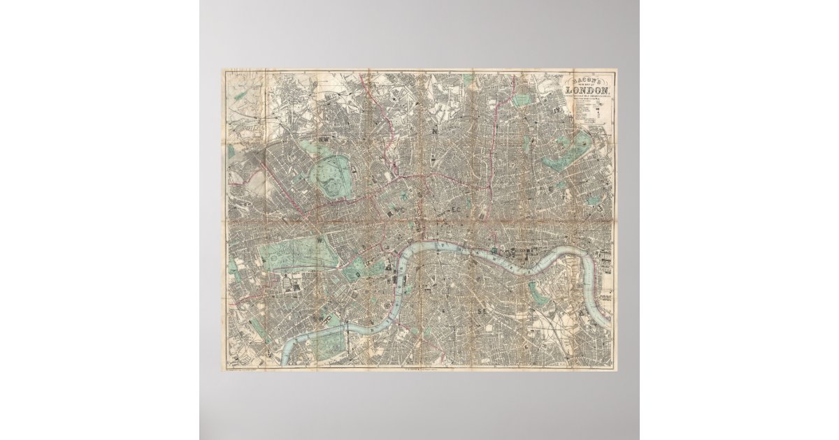 Vintage Map of London (1890) Poster | Zazzle