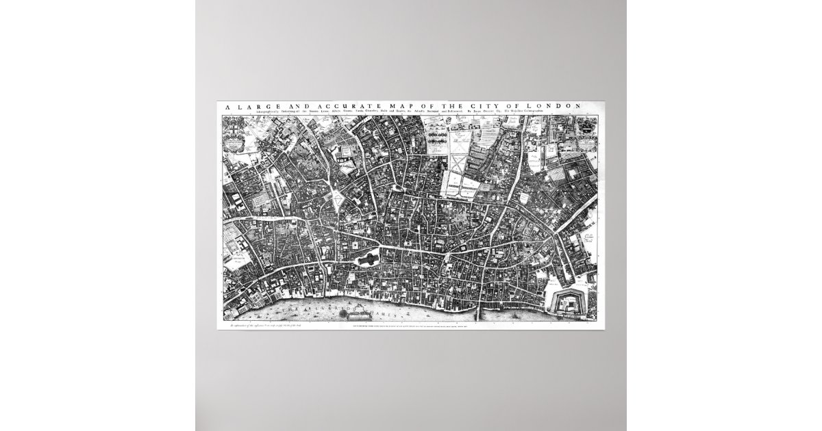 Vintage Map of London England (1677) Poster | Zazzle