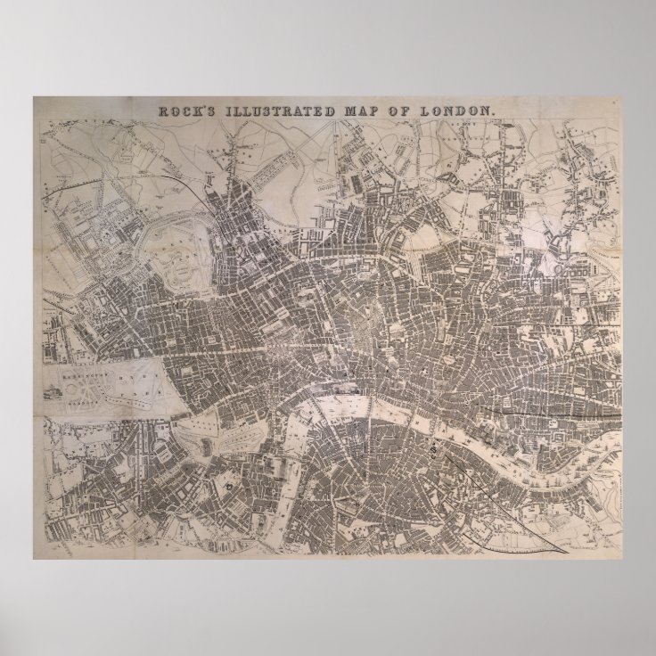 Vintage Map of London England (1845) Poster | Zazzle