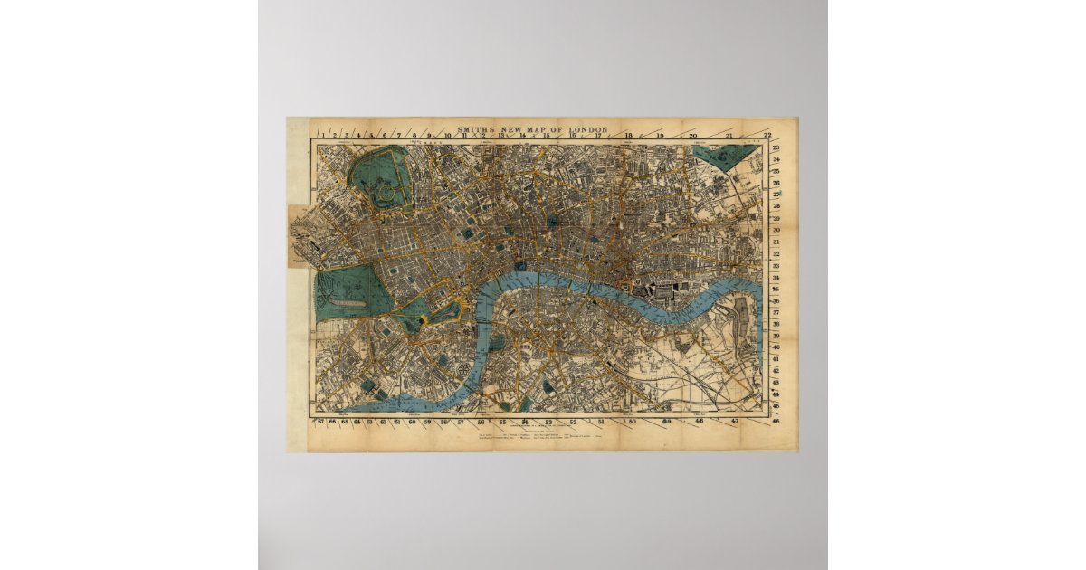 Vintage Map of London England (1860) Poster | Zazzle