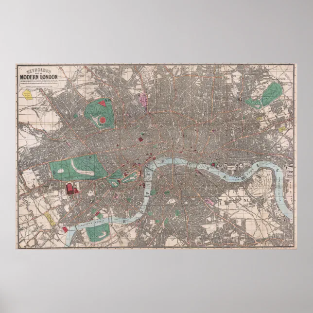 Vintage Map of London England (1862) Poster | Zazzle