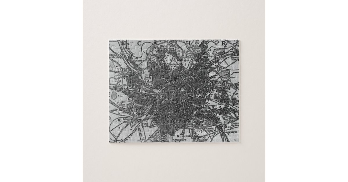 Vintage Map of Manchester England (1911) Jigsaw Puzzle | Zazzle