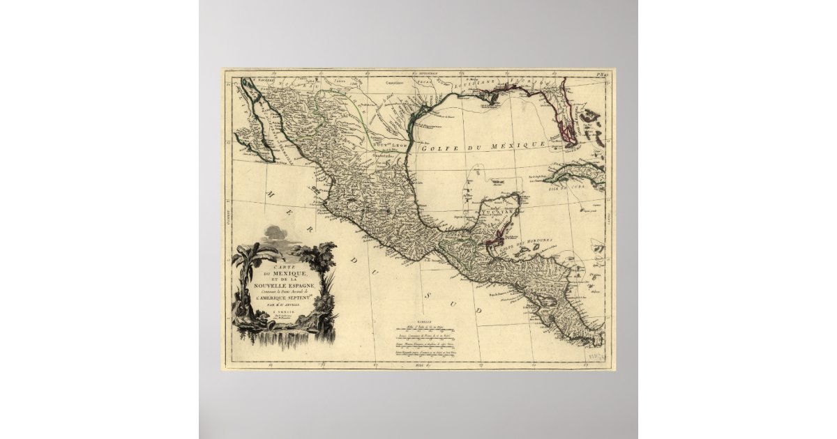 Vintage Map of Mexico (1779) Poster | Zazzle
