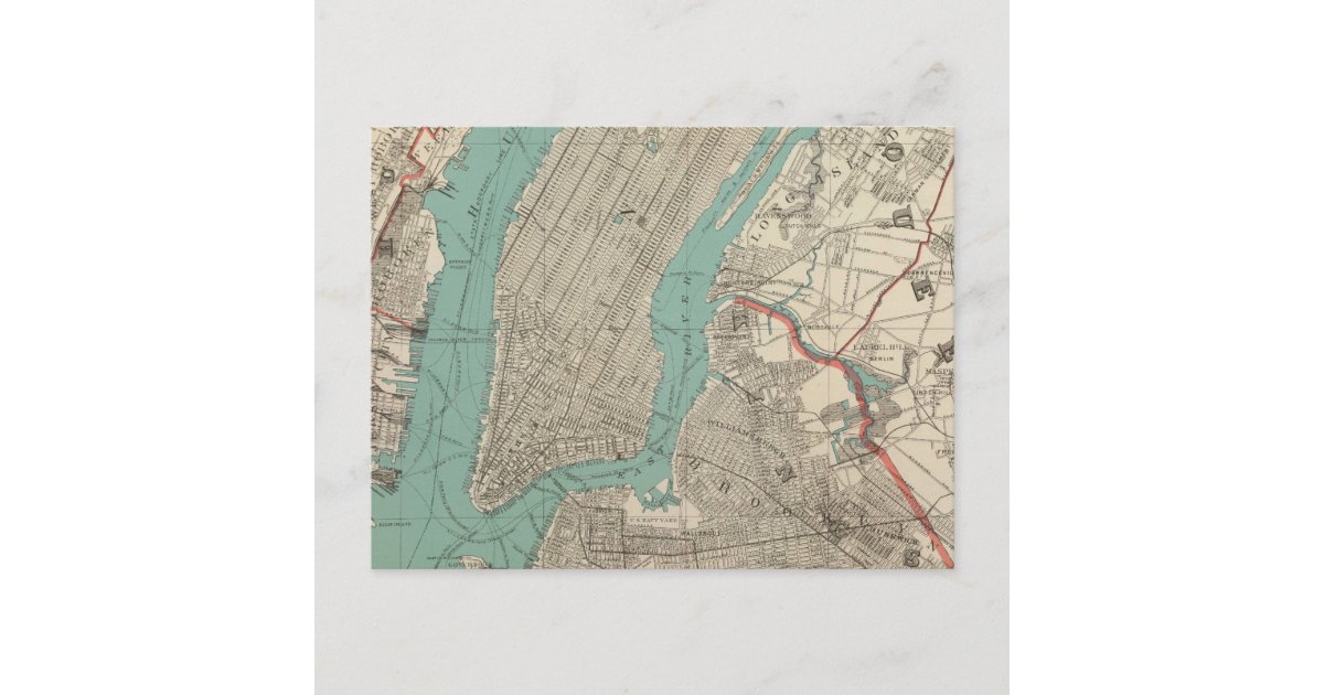Vintage Map of New York City (1890) Postcard | Zazzle