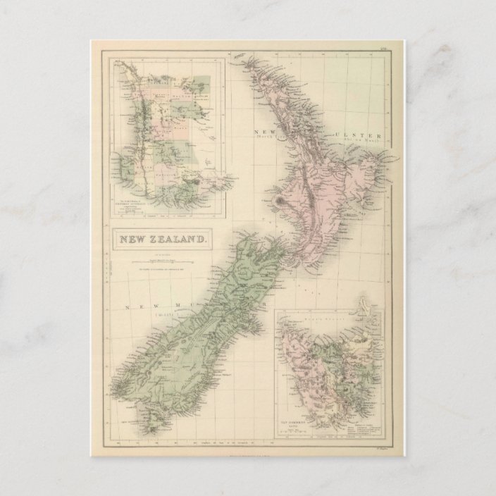 Vintage Map of New Zealand (1854) Postcard | Zazzle.co.uk