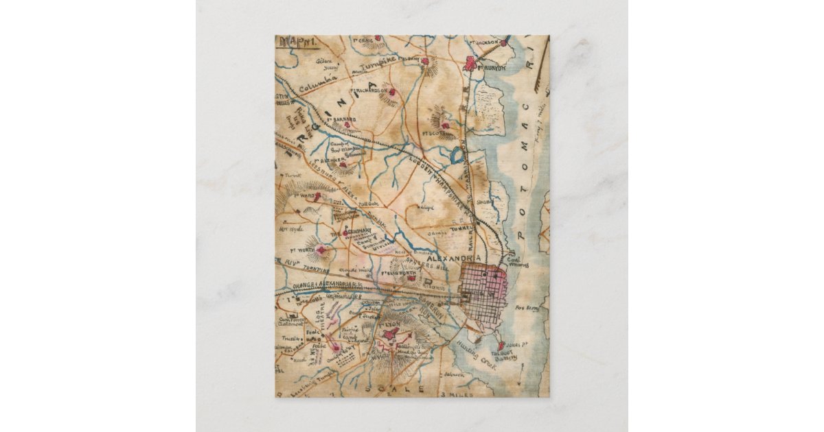 Vintage Map of Northeastern Virginia (1862) Postcard | Zazzle
