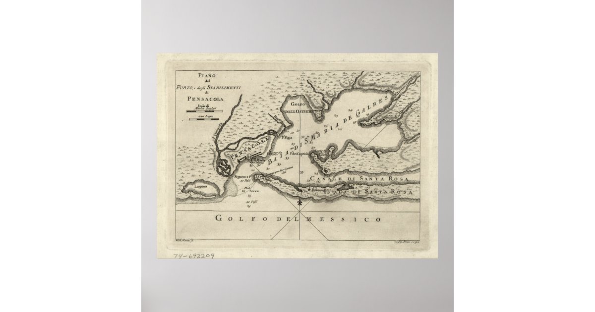 Vintage Map of Pensacola Florida (1763) Poster | Zazzle