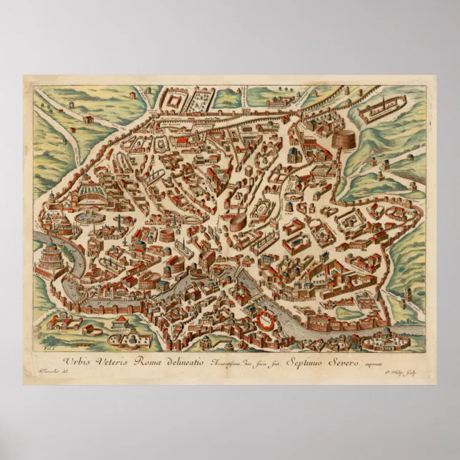 Vintage Map of Rome Italy (1660) Poster | Zazzle