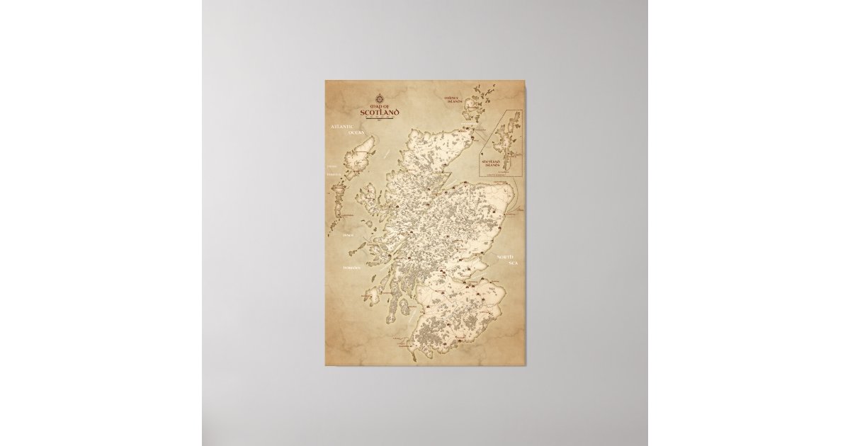 Vintage Map Of Scotland Canvas Print | Zazzle