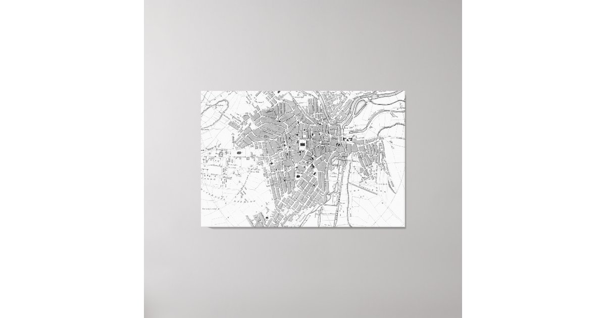 Vintage Map of Sheffield England (1823) Canvas Print | Zazzle
