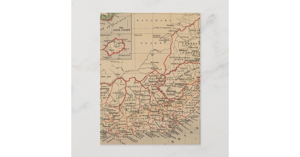 Vintage Map of South Africa (1880) Postcard | Zazzle