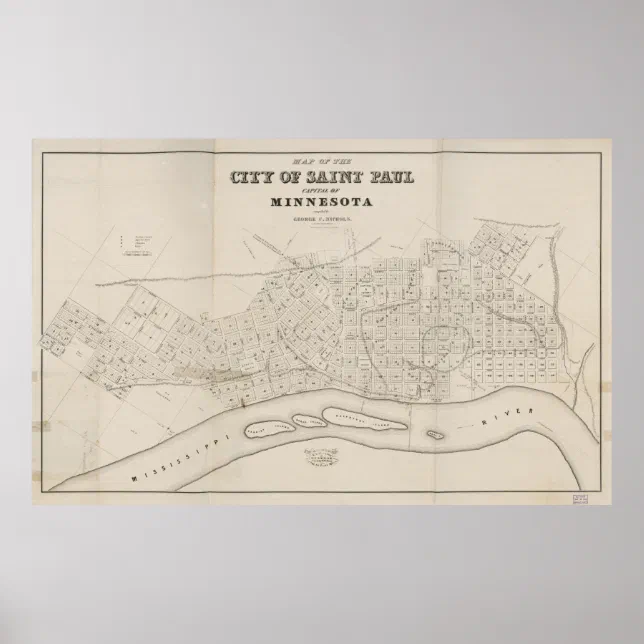 Vintage Map of St. Paul Minnesota (1860) Poster | Zazzle