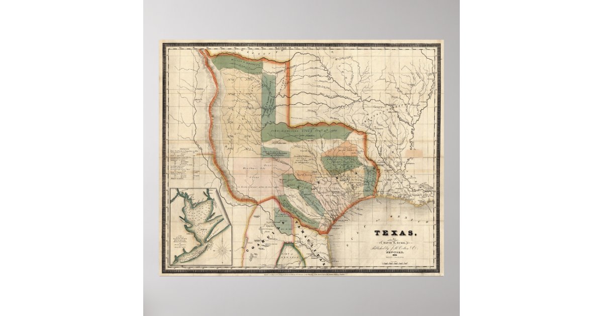 Vintage Map of Texas (1835) Poster | Zazzle