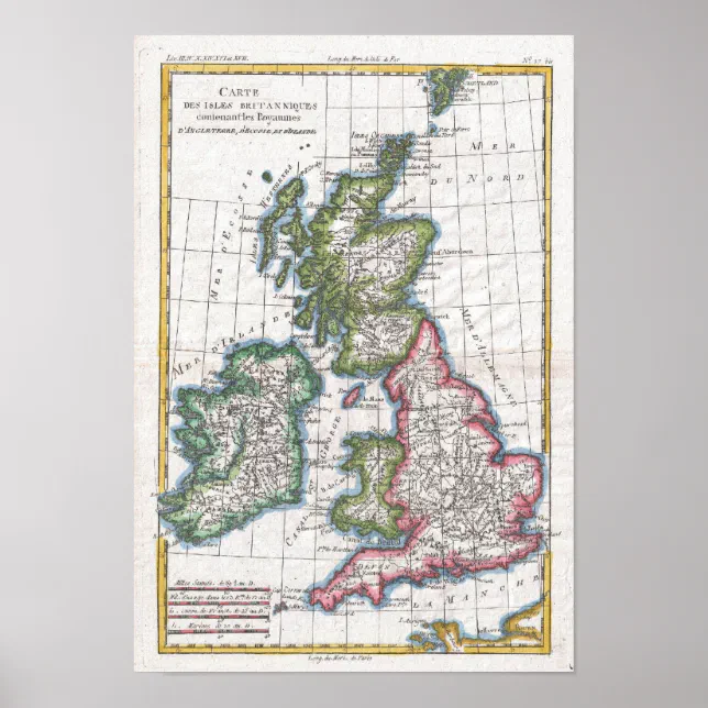 Vintage Map of The British Isles (1780) Poster | Zazzle