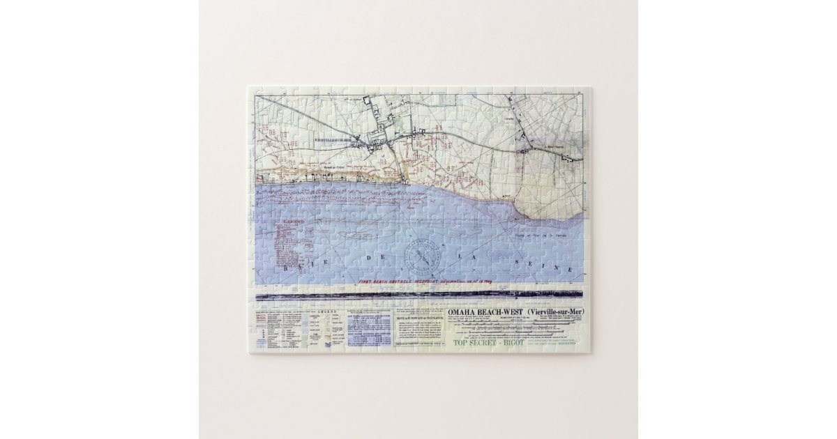 Vintage Map of The Omaha Beach Landings (1944) Jigsaw Puzzle | Zazzle