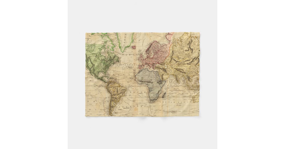 Vintage Map of The World (1831) Fleece Blanket | Zazzle