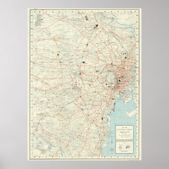 Vintage Map of Tokyo Japan (1954) Poster | Zazzle.co.uk