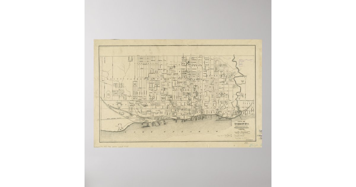Vintage Map of Toronto Canada (1880) Poster | Zazzle