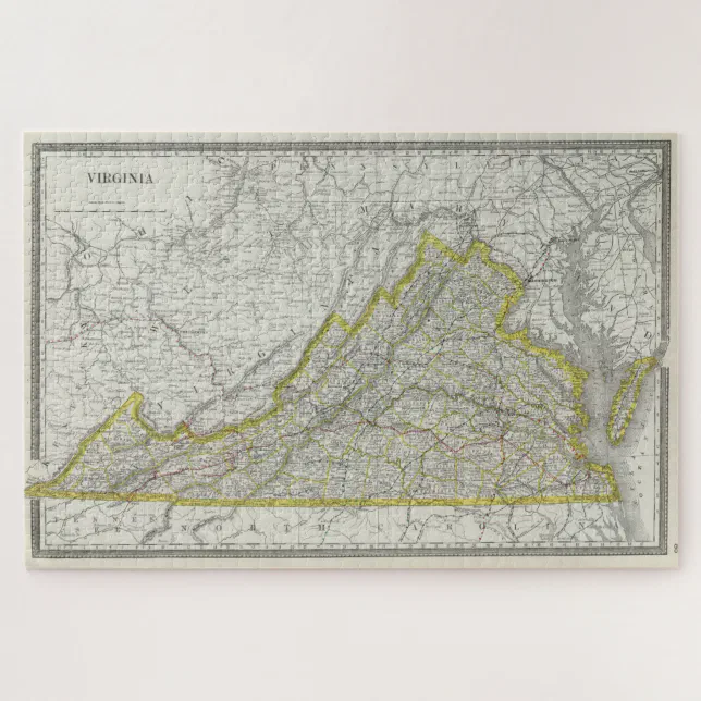 Vintage Map of Virginia (1889) Jigsaw Puzzle | Zazzle