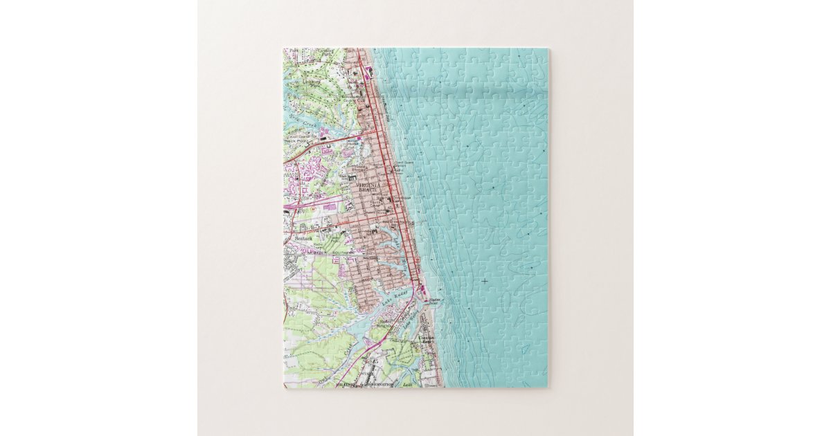Vintage Map of Virginia Beach (1965) Jigsaw Puzzle | Zazzle