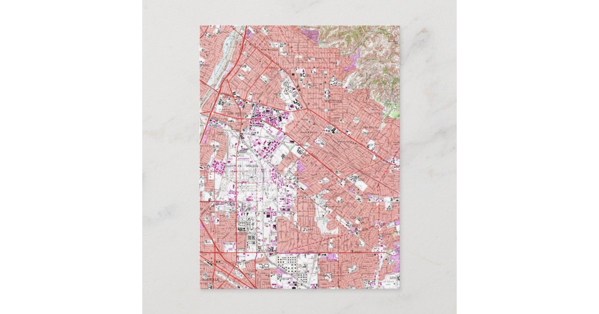 Vintage Map of Whittier California (1965) Postcard | Zazzle