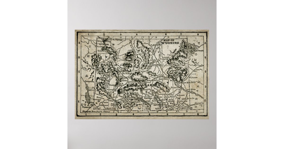 Vintage Map of Wyoming Poster | Zazzle