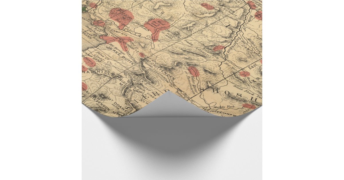 Vintage Map of Yellowstone National Park (1881) Wrapping Paper | Zazzle