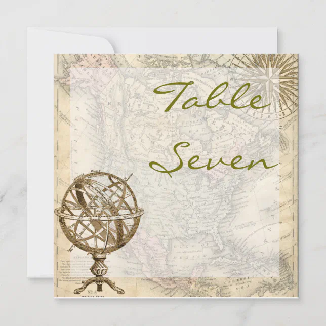 Vintage Map Table Number | Zazzle