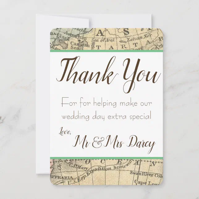 Vintage Map Thank You Card | Zazzle