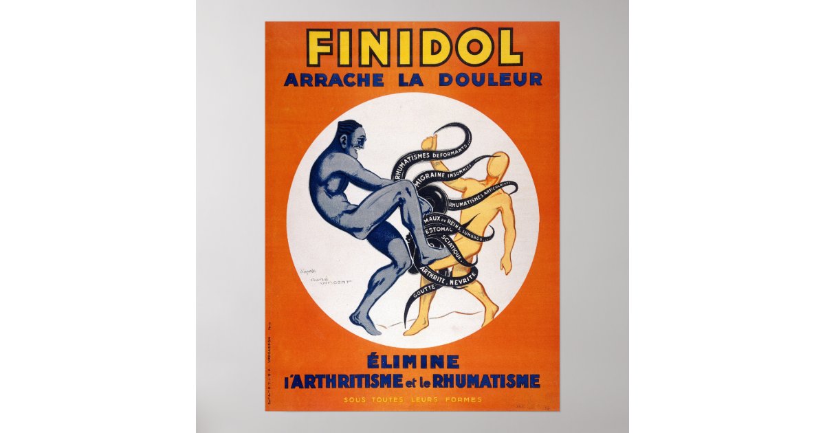 Vintage Medicine Pain Killers Advertisement Poster | Zazzle
